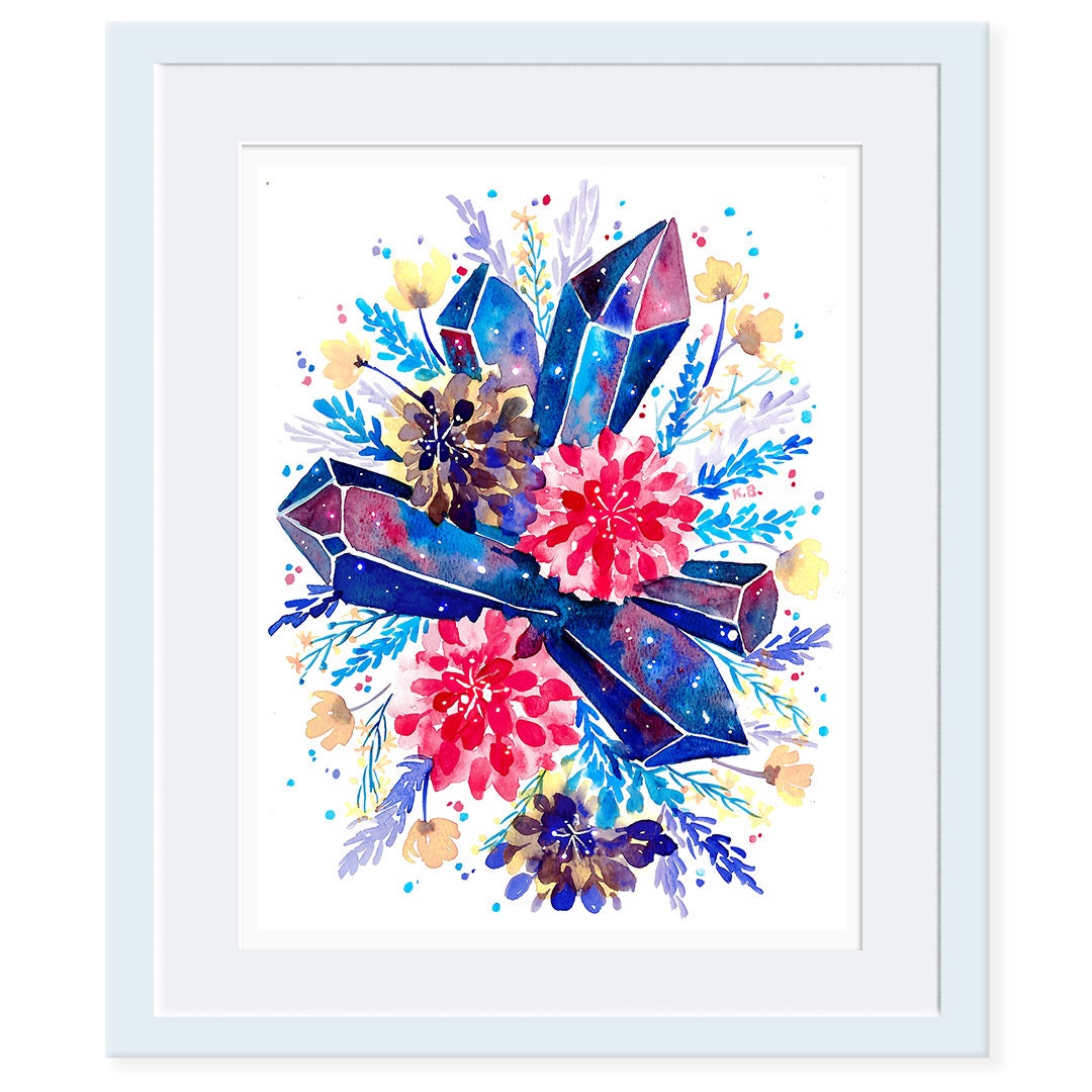 Crystal Wall Art, Crystal Art Print, Dahlia Art Print, Wall Art Print ...