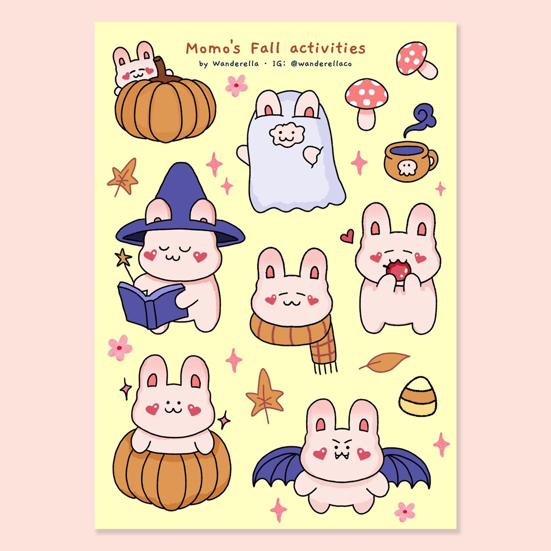 Momo's Fall Activities Sticker Sheet | Cute Vinyl Decals for Laptop ...