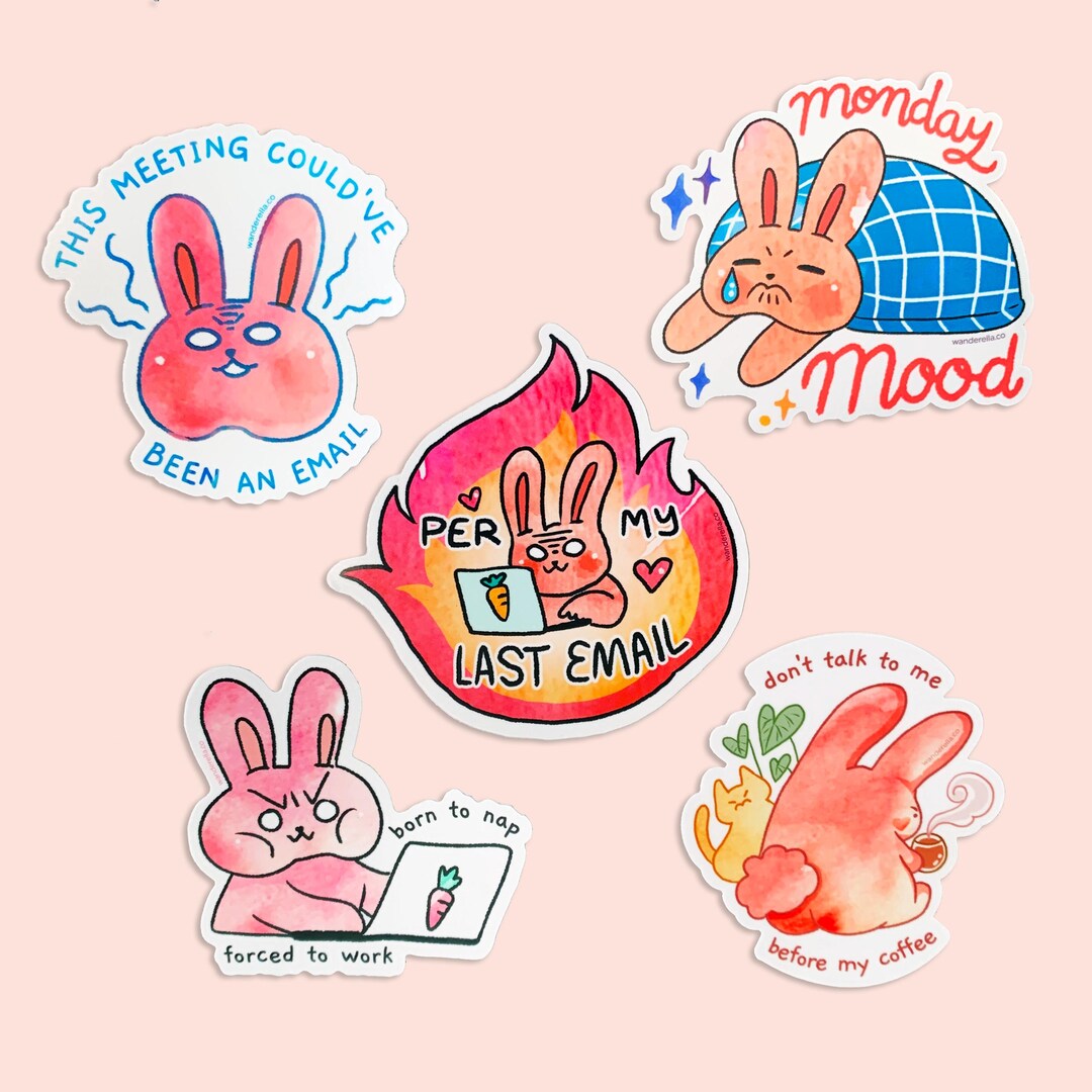 Busy Bunny Sticker Pack | Cute Vinyl Decals for Laptops & Water Bottles ...