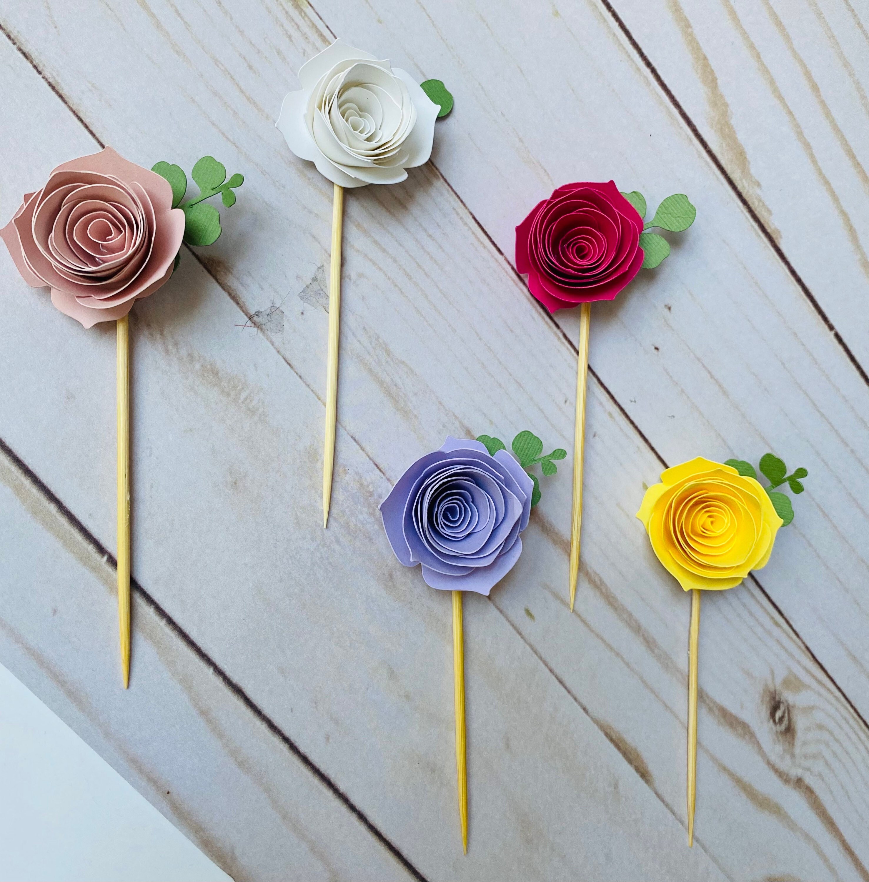 Rose Cupcake Topper | Flower Cupcake Topper | Wedding | Baby Shower ...