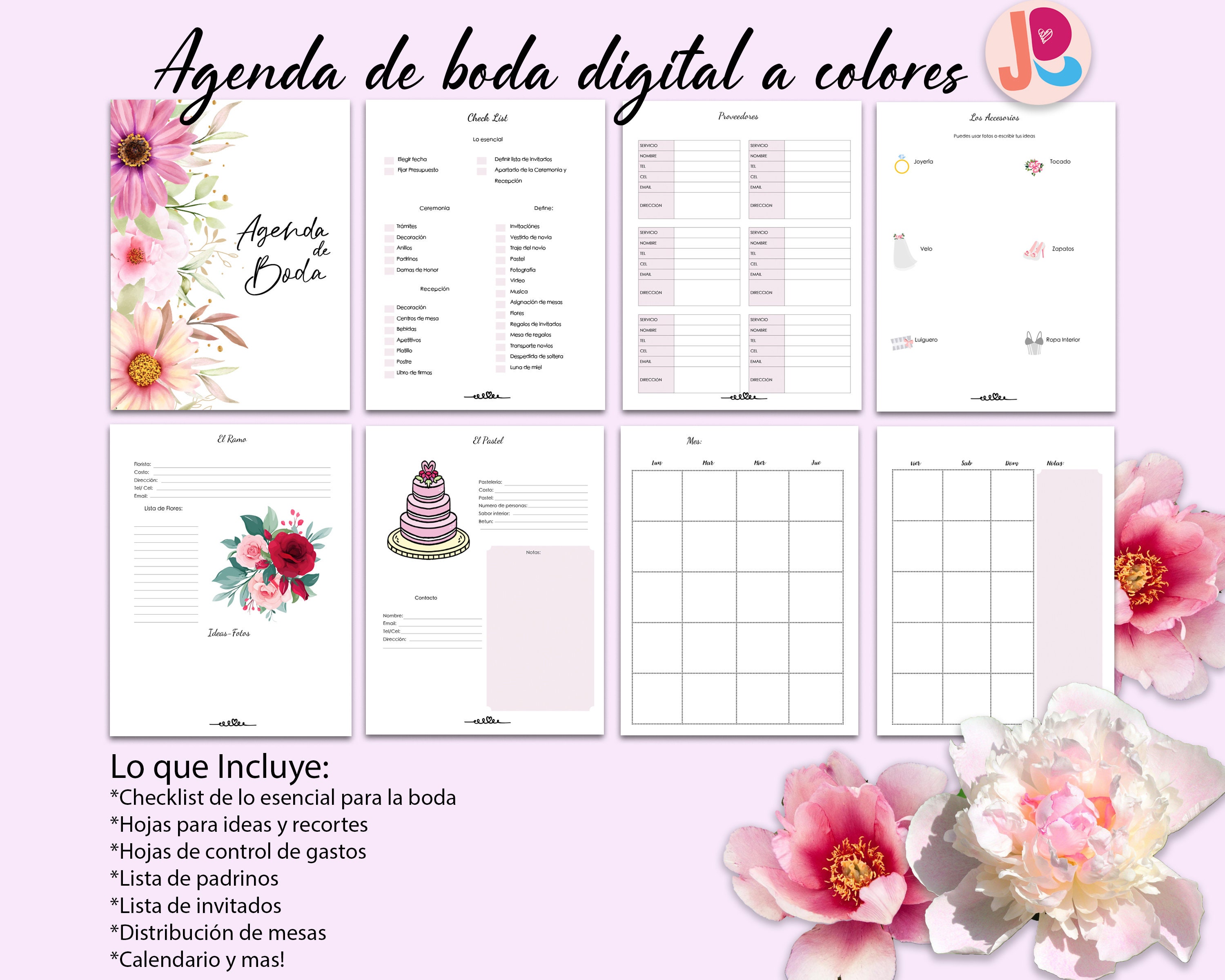 Planificador De Listas De Bodas Para Imprimir Archivo Digital Planner