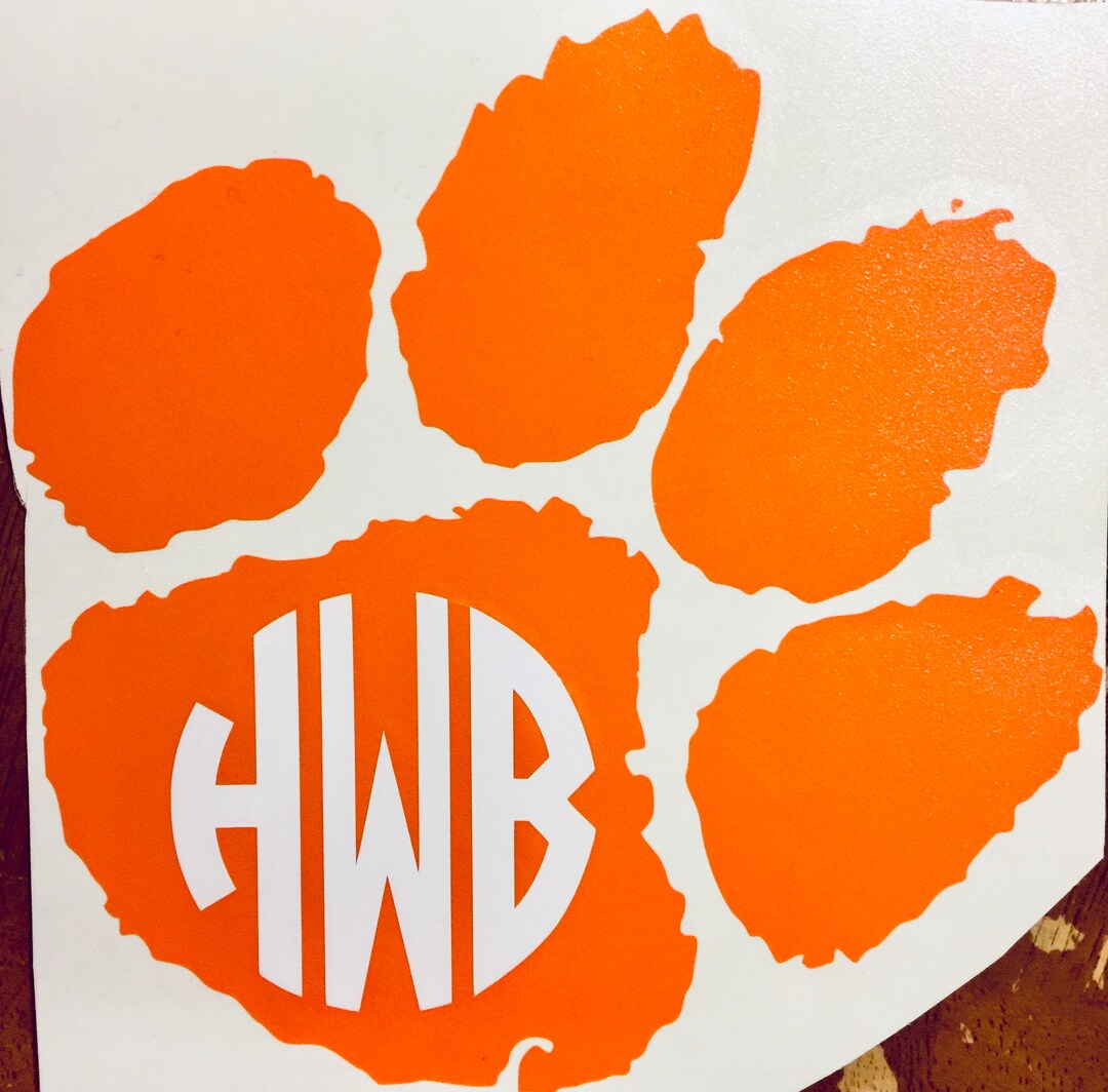 Paw Monogram Decal | Football Paw Monogram Sticker | Tiger Paw Decal ...