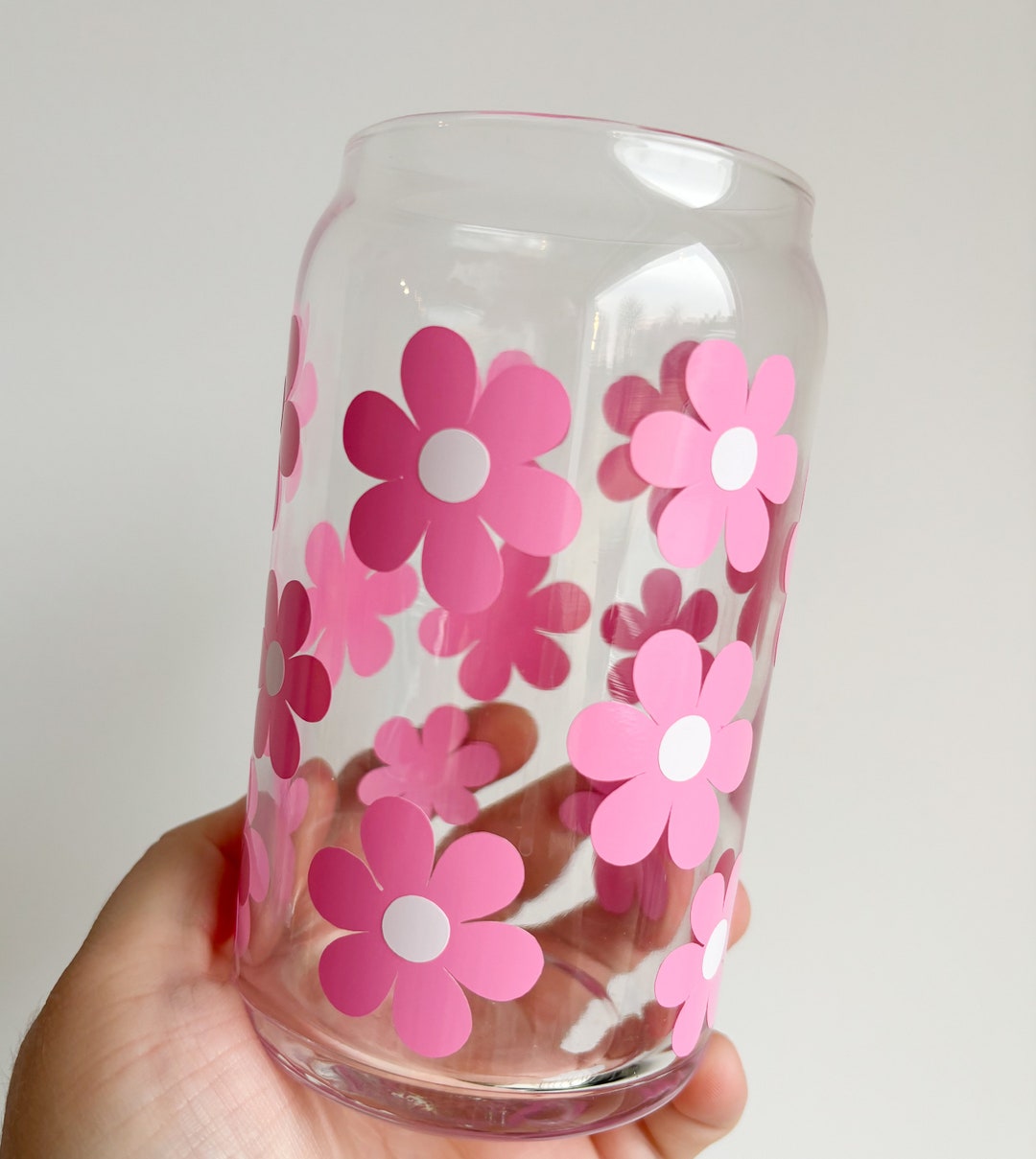 Boho Flower Retro Beer Can Glass Coffee Glass Floral Glass T For Her
