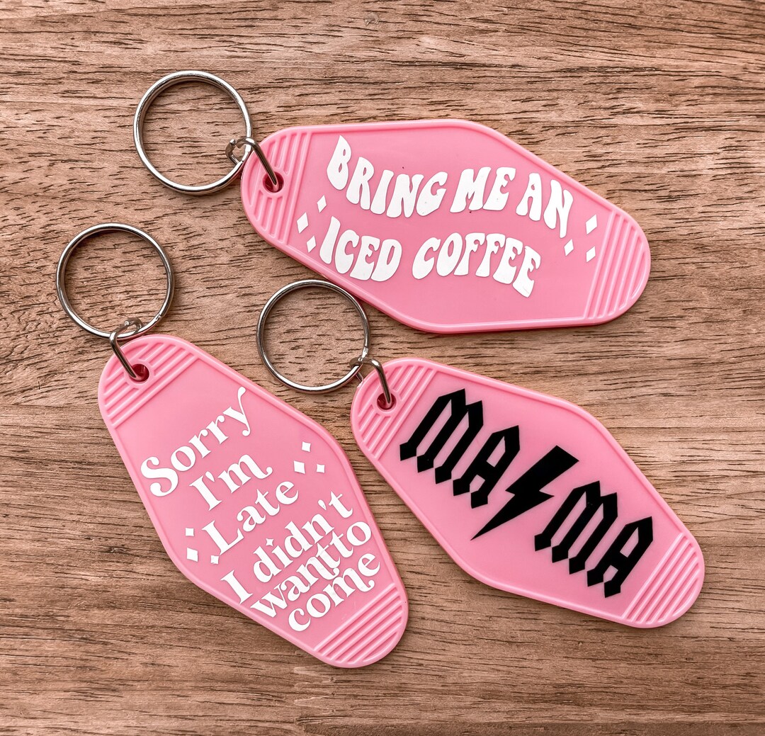 Pink Retro Motel Keychain Iced Coffee | Mama | Gifts for Her | Motel ...