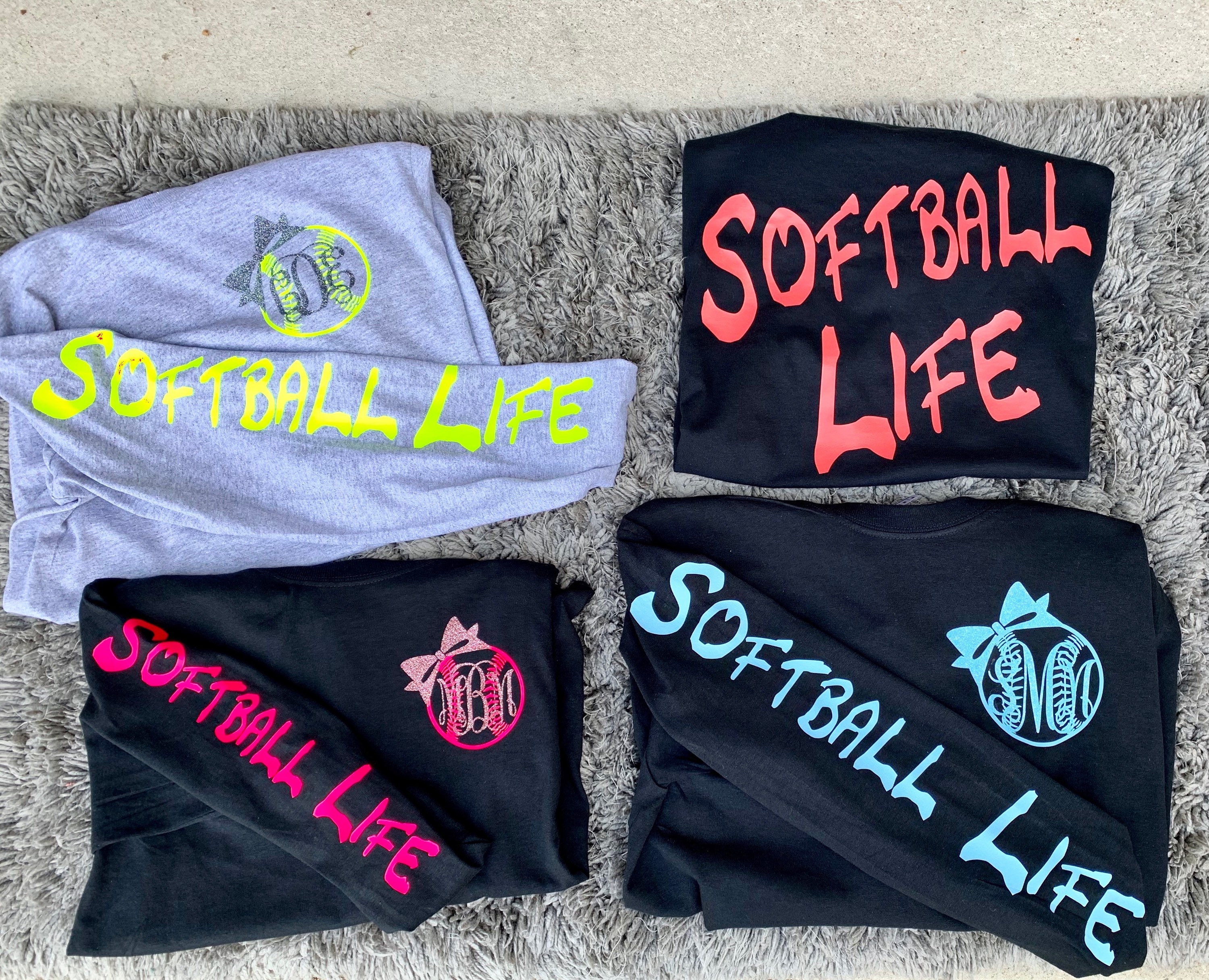 Softball Life Monogram Short and Long Sleeve Shirt | Softball Shirt ...