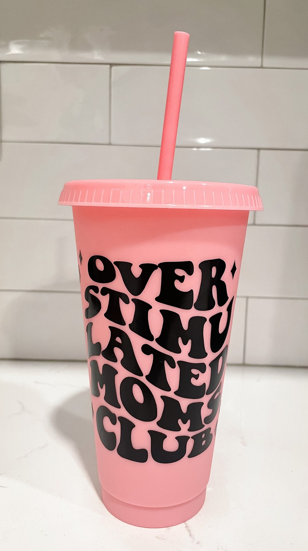 Pink Overstimulated Moms Club Venti Cold Cup | Mama Mini Cup | Cool Mom ...