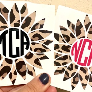 Flower Monogram Decal | Monogram Car Decal | Leopard Monogram Decal ...