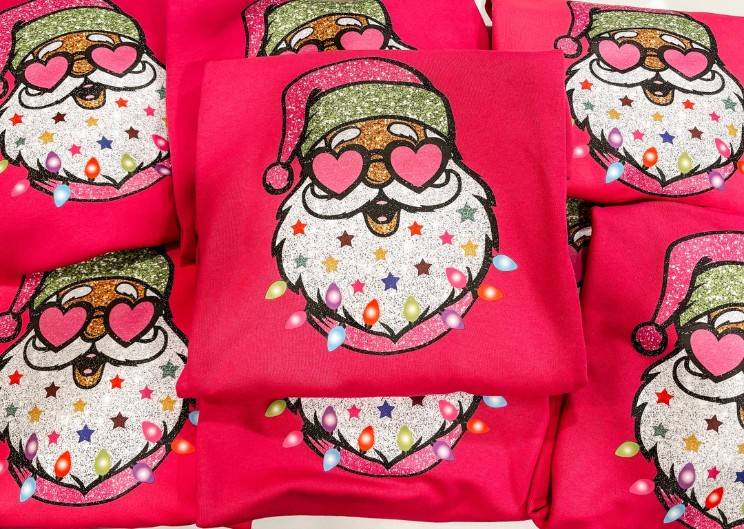 Santa Sunnies Glitter Retro Viral Sweatshirt Shirt Santa Sequin ...