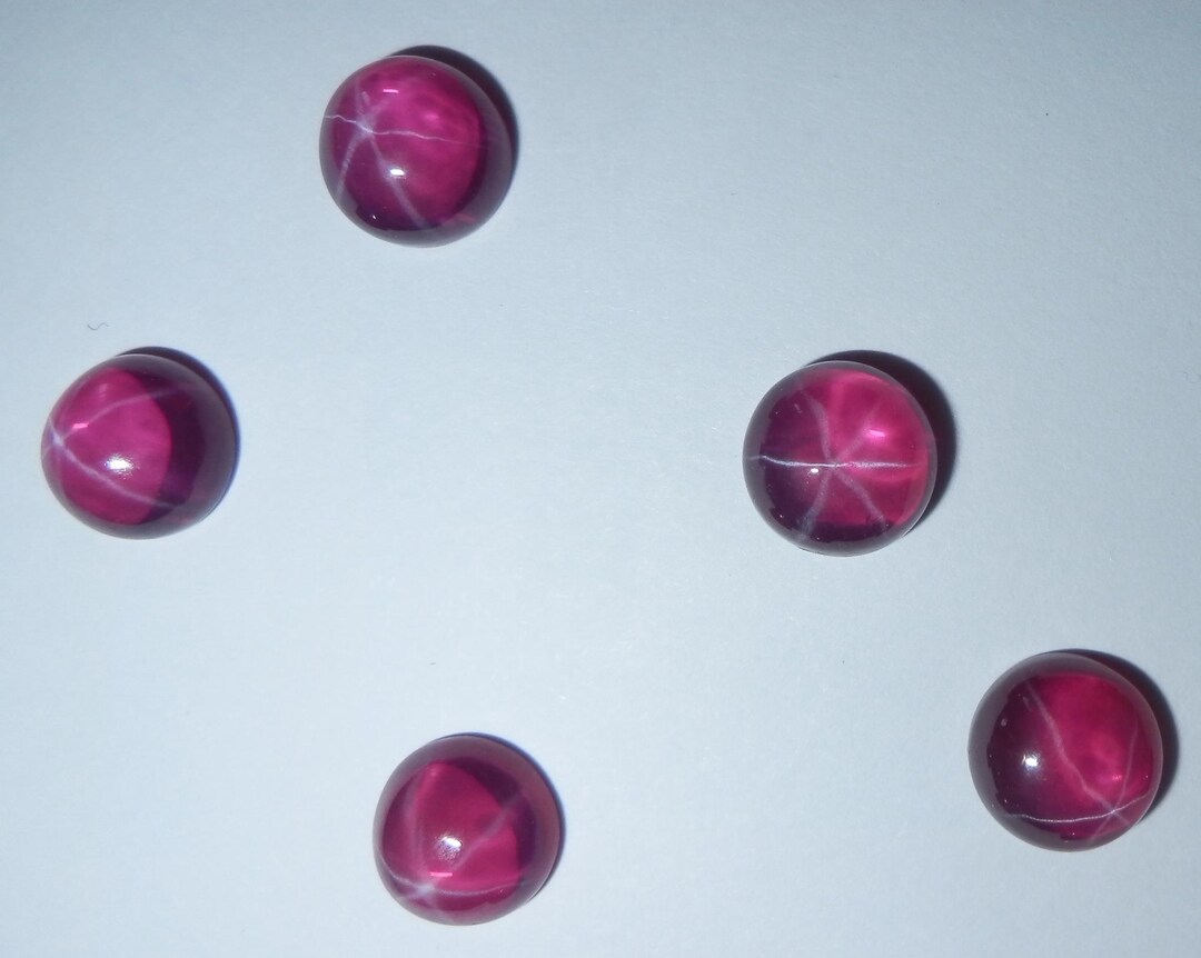 Transparent Star Ruby Round 8x8 Mm Cabochon 6-rayed Lab-created Stone 5 ...