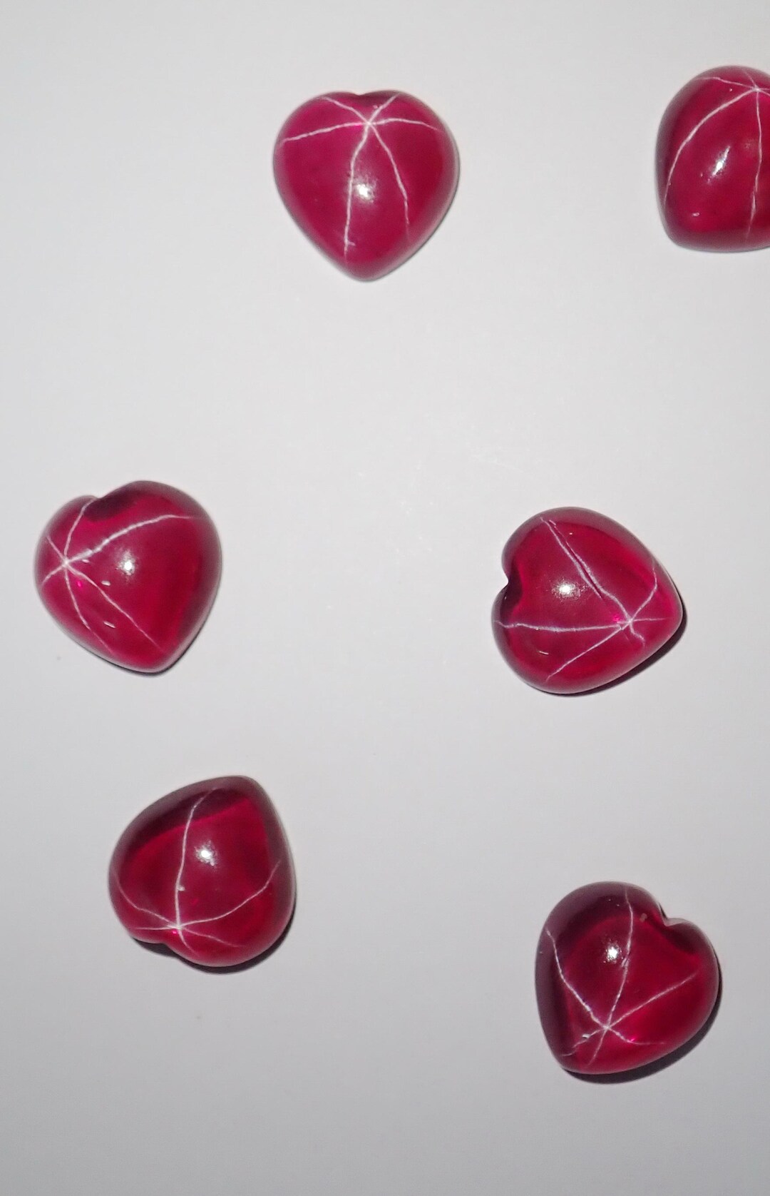 Transparent Star Ruby Heart 12x12 Mm Cabochon 6 Rayed Lab-created 8 ...