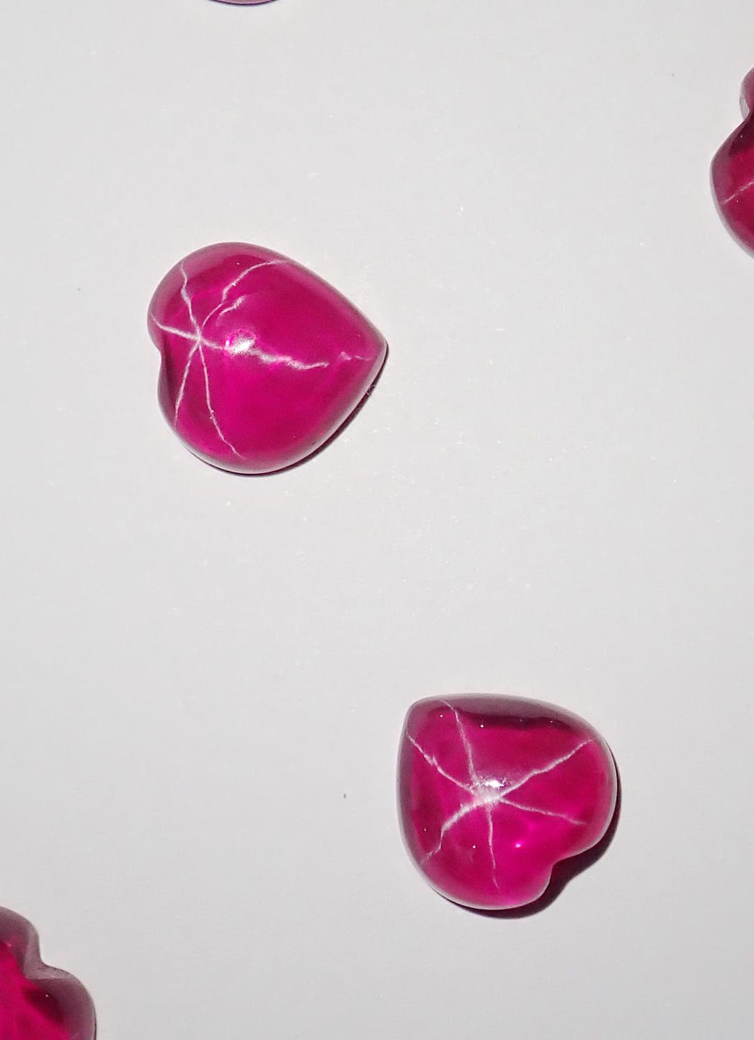 Transparent Star Ruby Heart 10x10 Mm Cabochon 6 Rayed Lab-created 2 ...