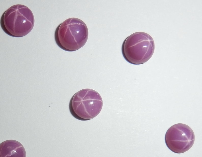 Opaque Star Ruby Round 5 Mm Flat Cabochon 6 Rayed Lab-created Stone ...