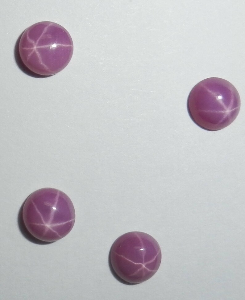 Opaque Star Ruby Round 5 Mm Flat Cabochon 6 Rayed Lab-created Stone ...