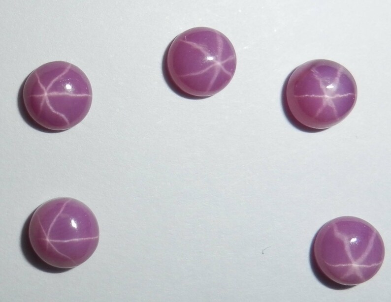 Opaque Star Ruby Round 5 Mm Flat Cabochon 6 Rayed Lab-created Stone ...