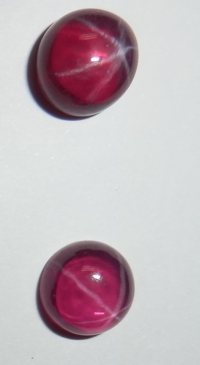 Transparent Star Ruby Round 9x9 Mm Cabochon 6 Rayed Lab-created Stone 3 ...