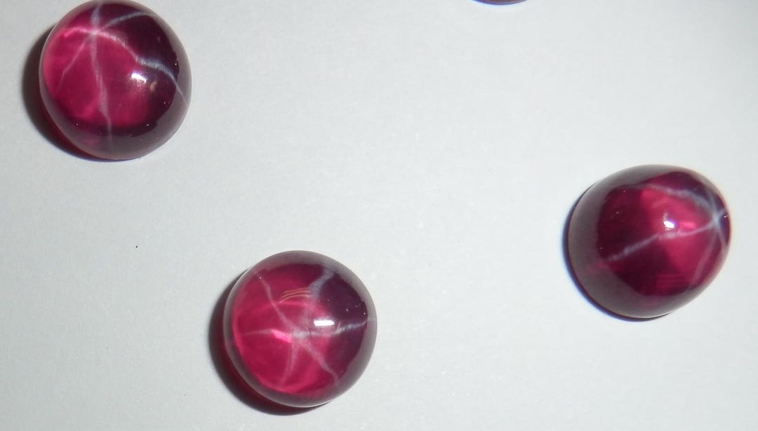 Transparent Star Ruby Round 9x9 Mm Cabochon 6 Rayed Lab-created Stone 3 ...