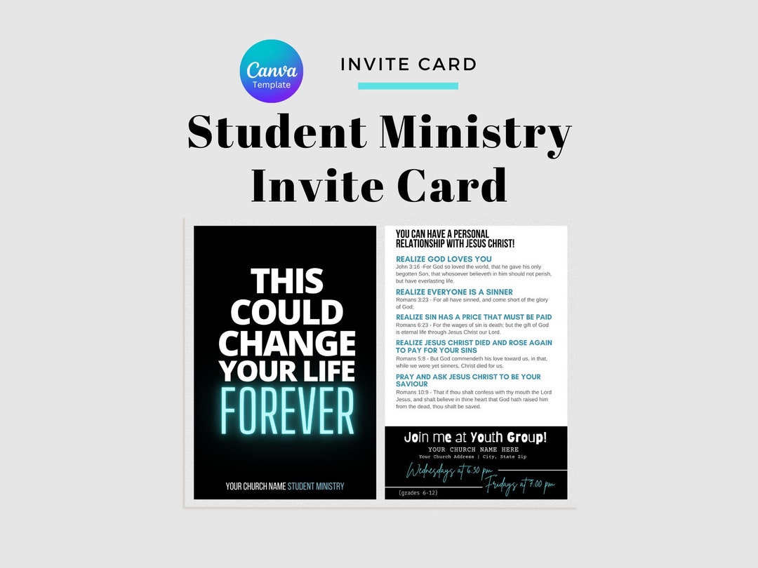 Student Ministry Invitation, 4x6 Church Invite, Editable Canva Template ...