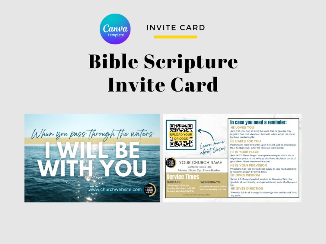 Scripture Outreach Invitation, 4x6 Church Invite, Editable Canva ...