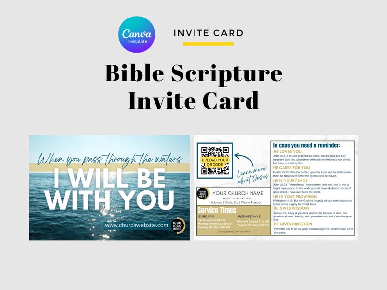 Scripture Outreach Invitation, 4x6 Church Invite, Editable Canva ...