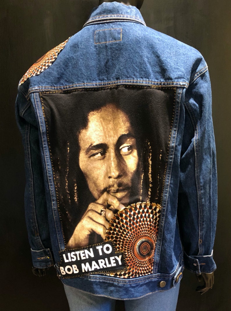 Bob Marley Get up Stand up Vintage Wrangler Denim Jacket by Cedella ...
