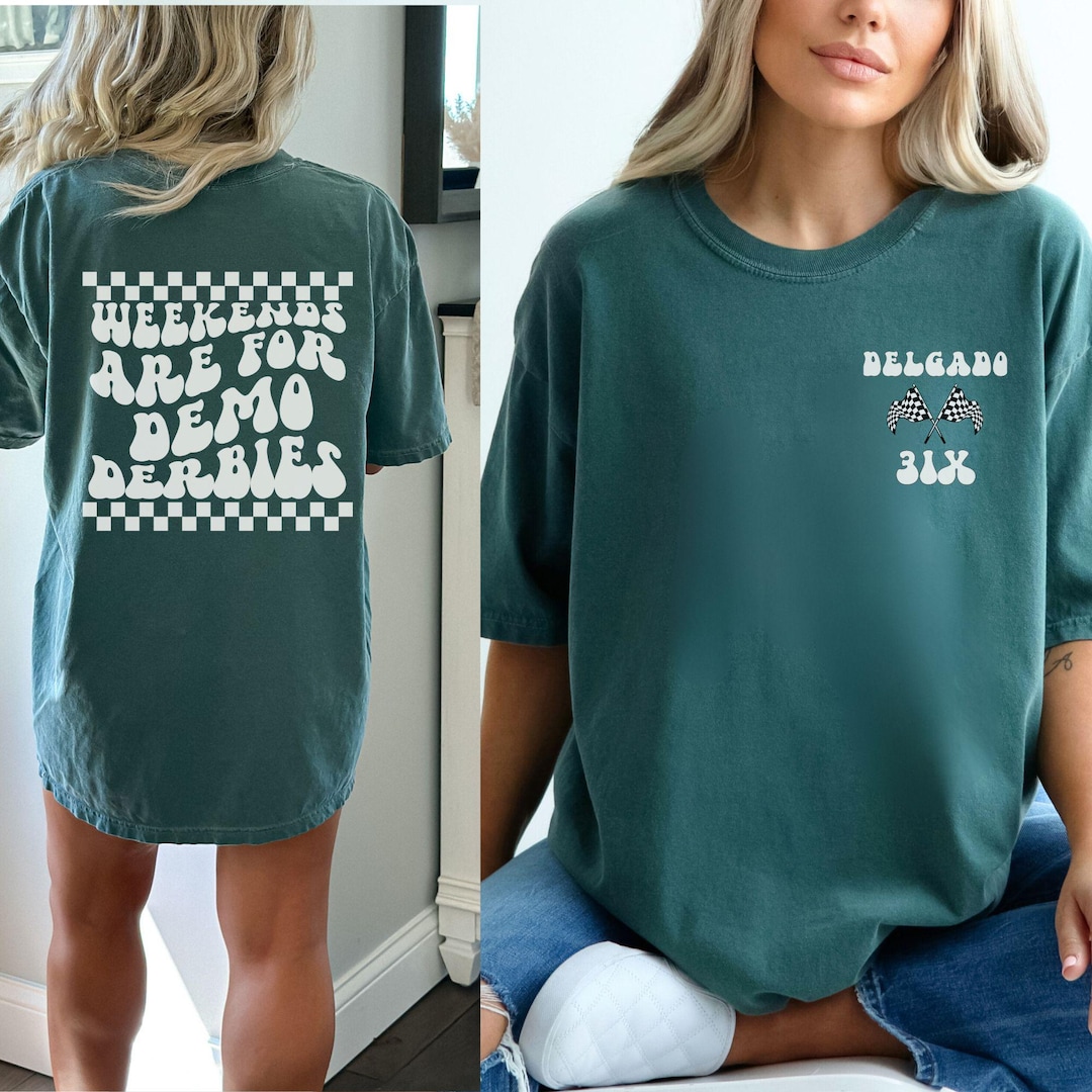 Custom Demo Derby Comfort Colors Tee, Checkered Flag, Personalized ...