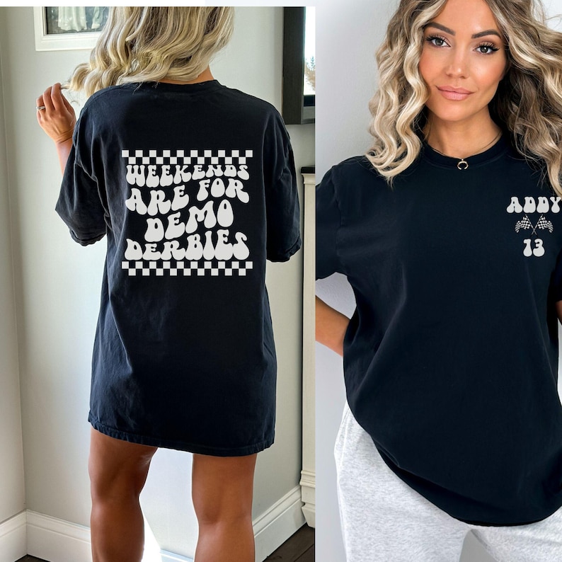 Custom Demo Derby Comfort Colors Tee, Checkered Flag, Personalized ...