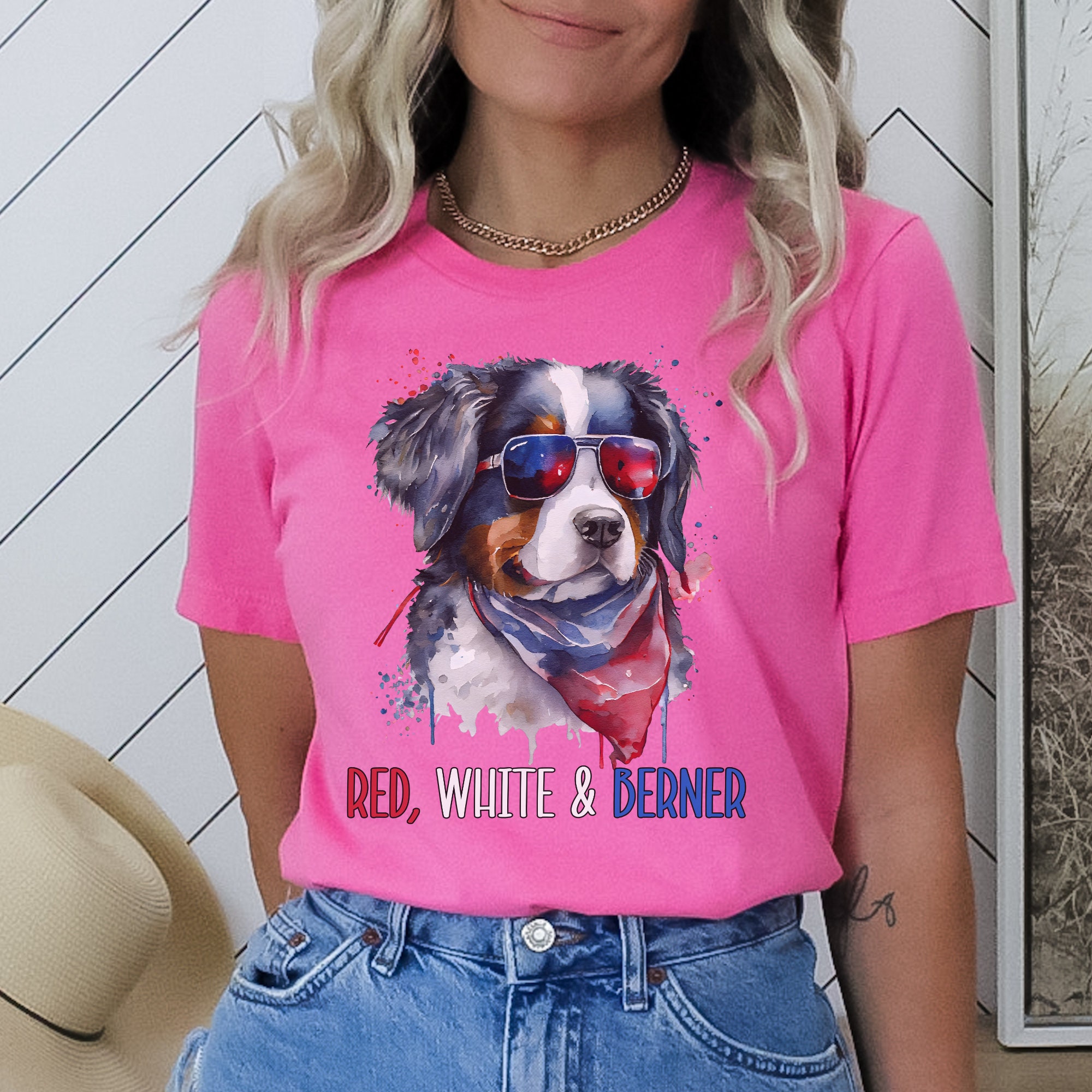 Red White and Berner Patriotic T-shirt Bernese Mountain Dog - Etsy