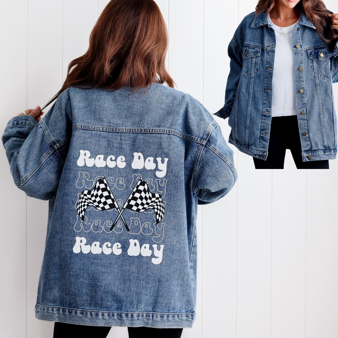 Race Day Denim Jacket: Oversized Racing Fan Apparel - Etsy