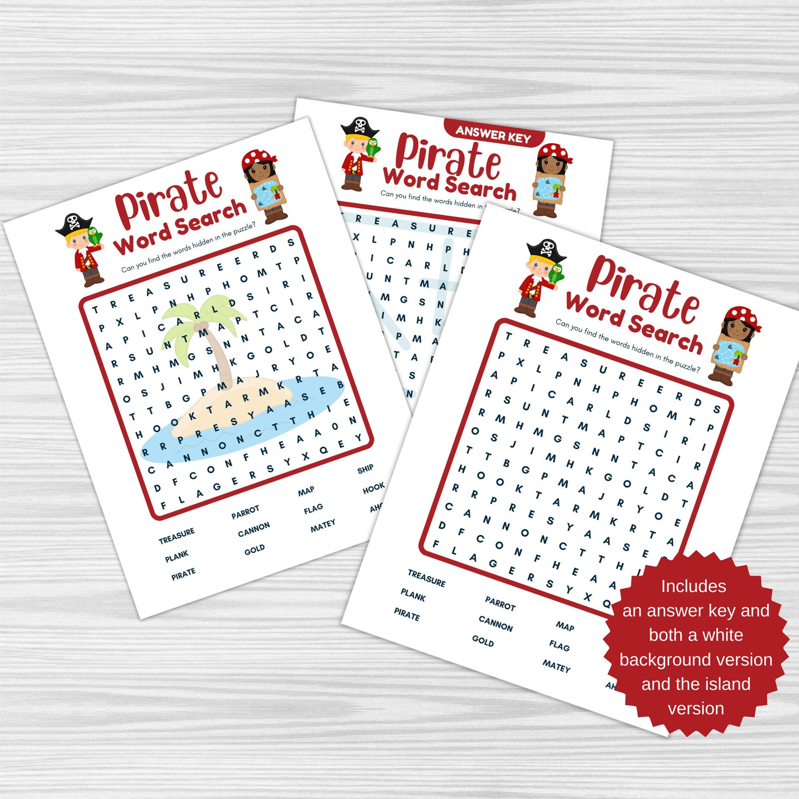 Printable Pirate Word Search, Pirate Printable Instant Download, Pirate ...