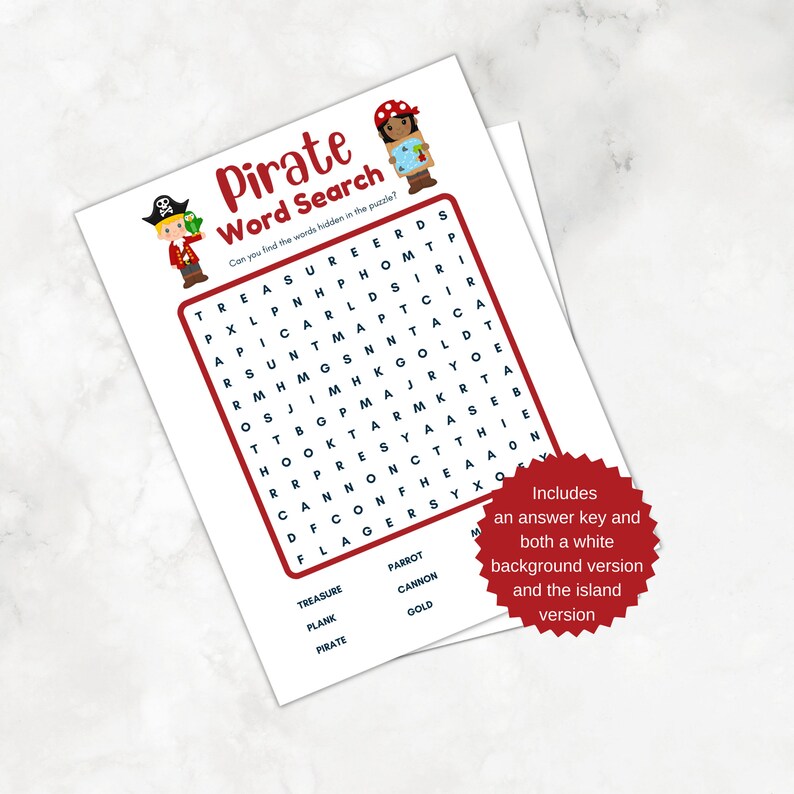 Printable Pirate Word Search, Pirate Printable Instant Download, Pirate ...