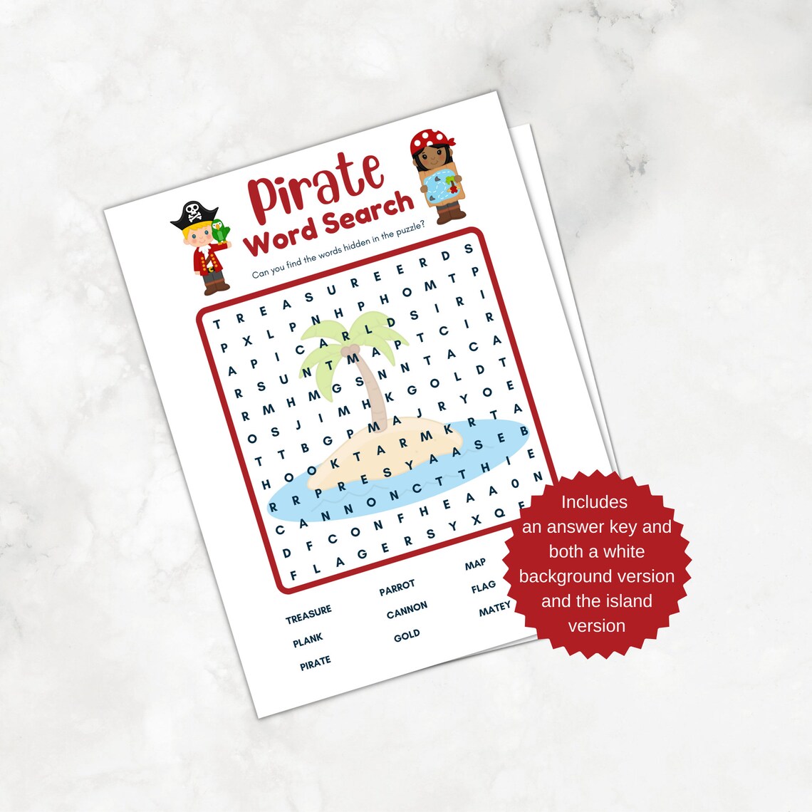Printable Pirate Word Search, Pirate Printable Instant Download, Pirate ...