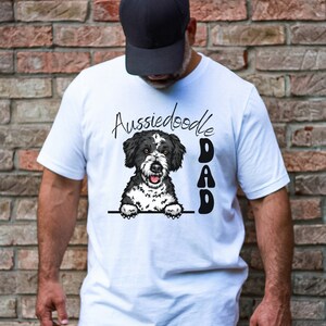 Aussiedoodle Dad Shirt Aussie Doodle Dad Gift Black and White Aussiedoo ...