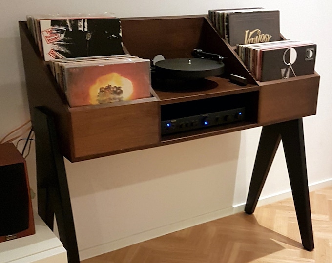 Vinylconsolle Record Display and Turntable Consolle in Solid Birch Wood ...