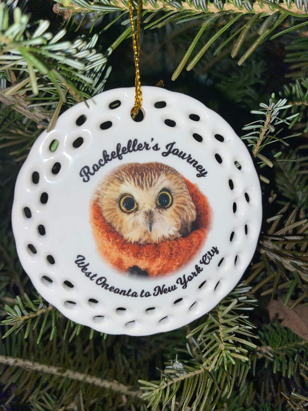 Rockefeller Owl Porcelain Christmas Ornament From Oneonta, NY - Etsy