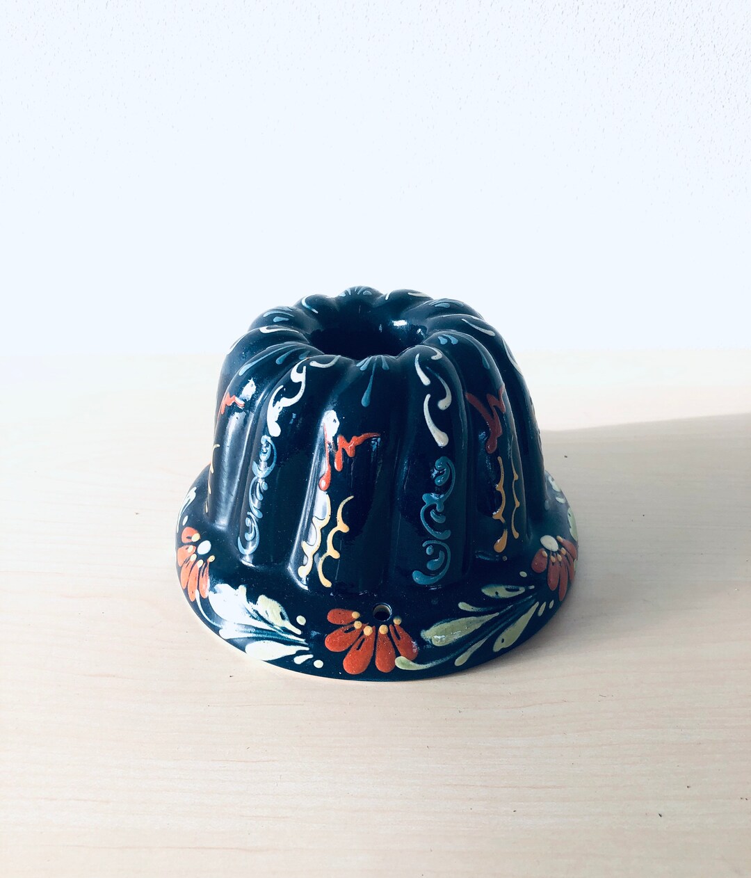 Vintage Ceramic Pudding Shape, Hand-painted, Blue, Colorful - Etsy