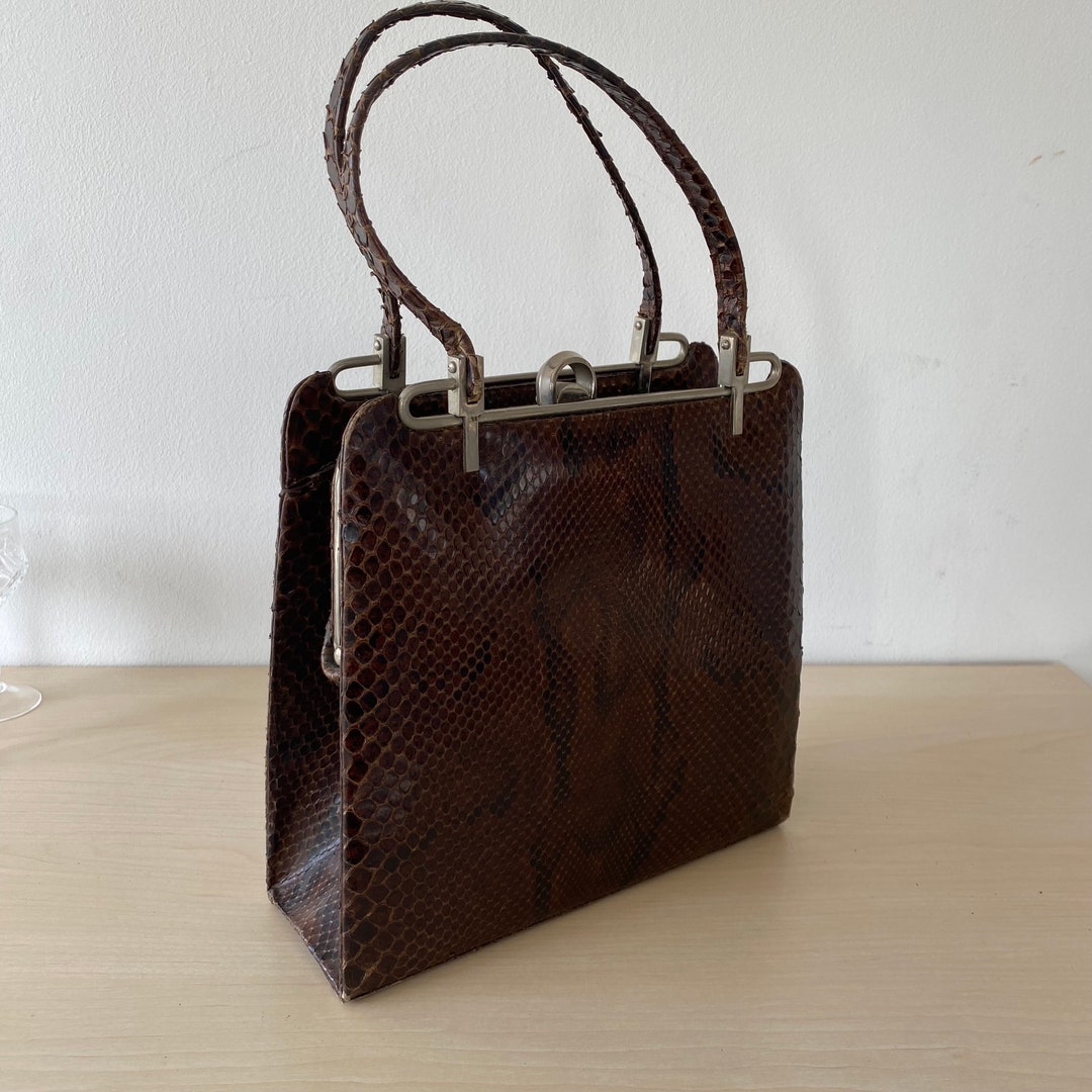 Areitio Vintage Bag Made of Python Leather Handbag Snakeskin With ...