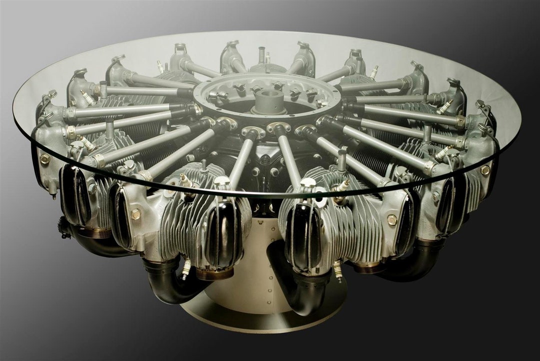 Radial Engine Table With Glass Top, Original Russian AL 14 Engine, M-14 ...