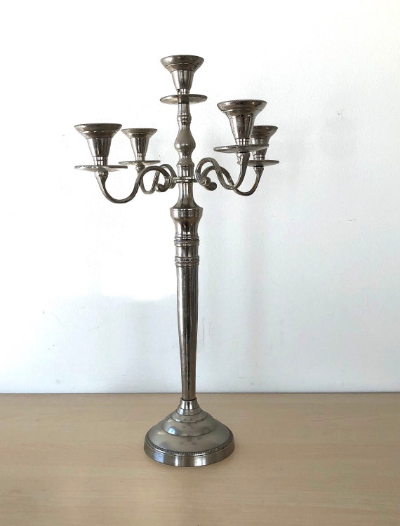 Chunky silver candle holders store