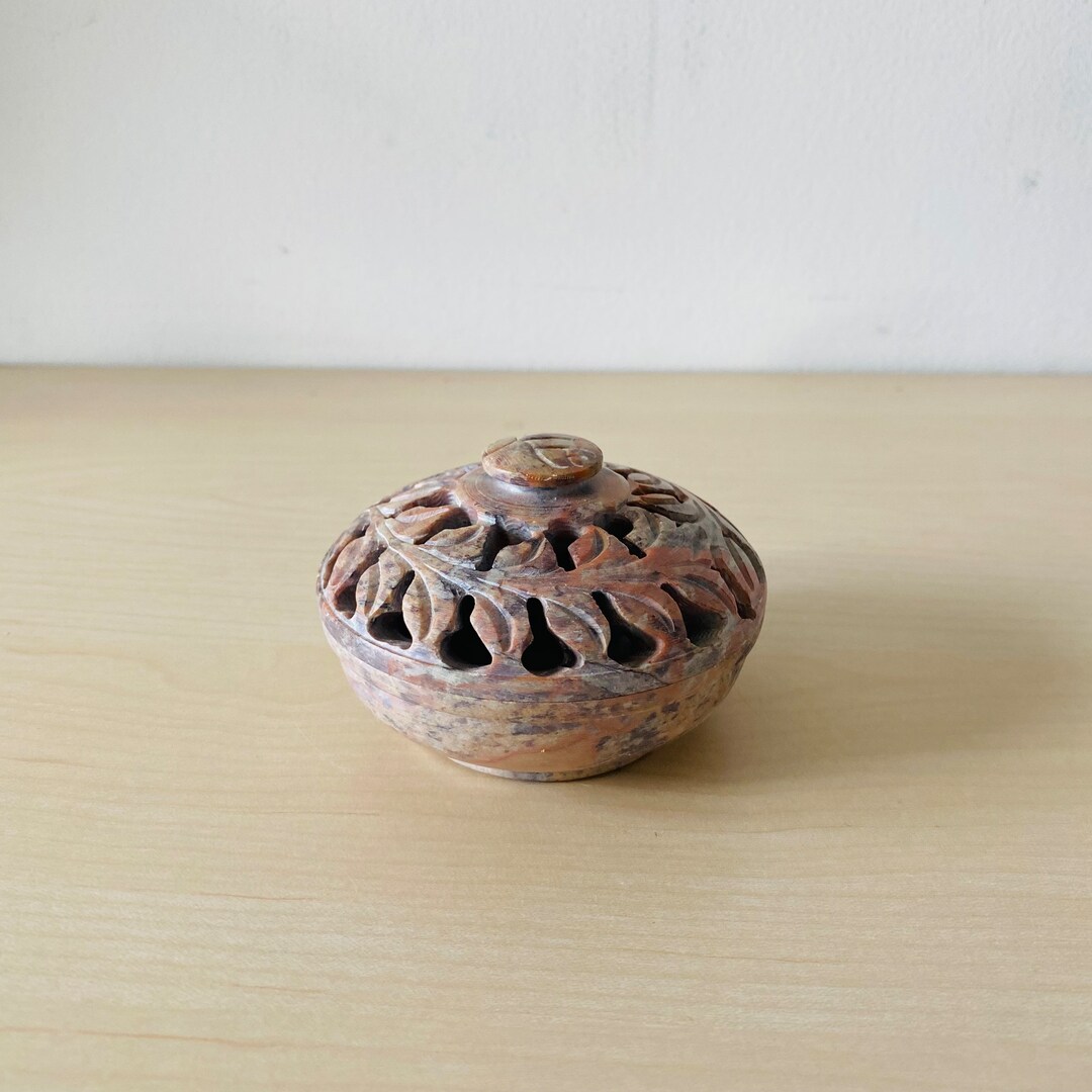 Small Lidded Box Made of Natural Stone, Lidded Box, Pink Granite ...
