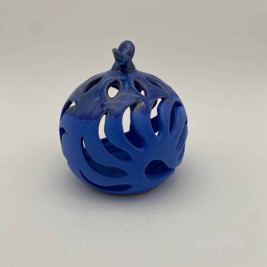 Vintage Ceramic Lantern in Blue - Etsy