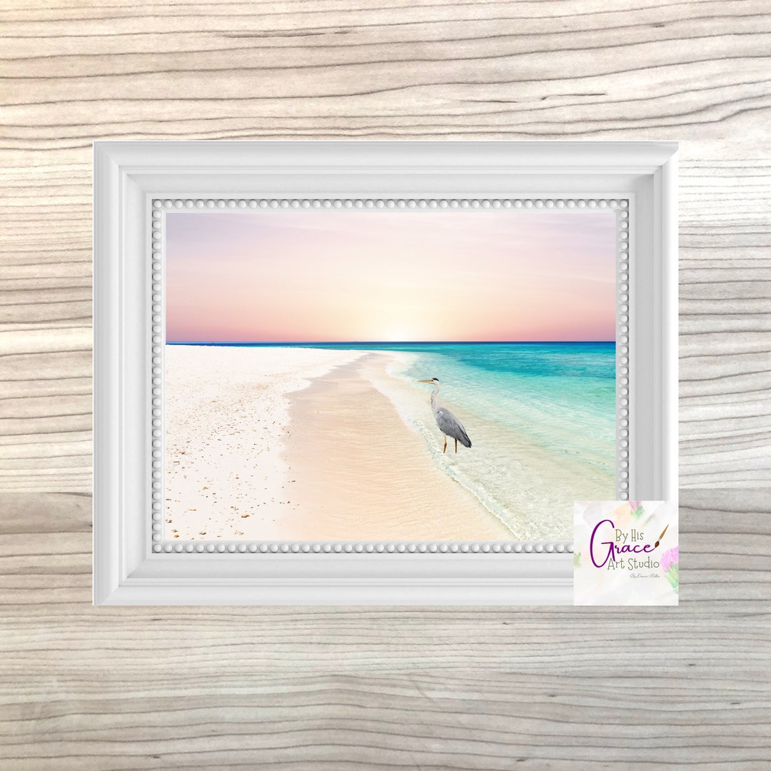 Sand Sea & Sky, Destin Art, Multimedia Art, Heron Artwork, Heron Art ...
