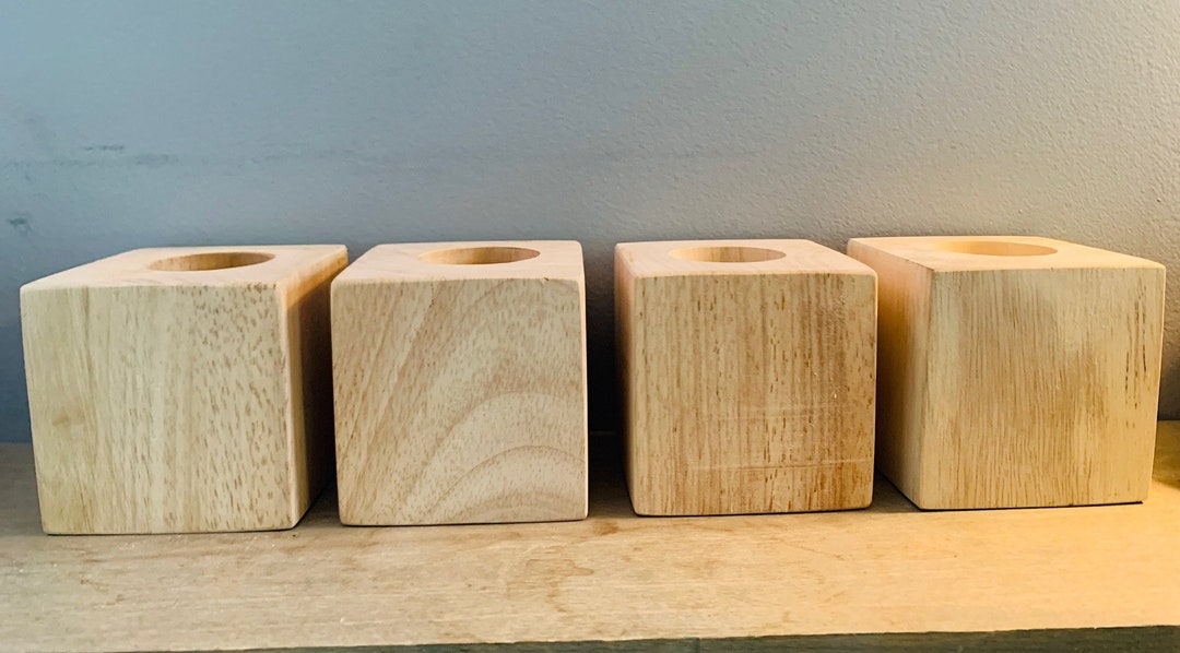 Set of 4 Furniture Risers- Solid Hard Wood Unfinished - Etsy