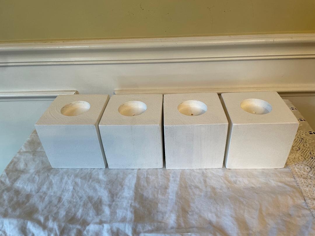 Set of 4 White Furniture Risers- Solid Hard Wood - Etsy