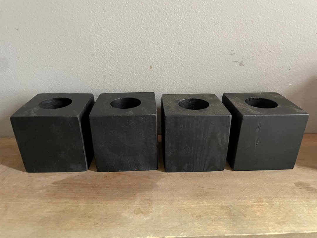 Set of 4 Black Furniture Risers- Solid Hard Wood - Etsy