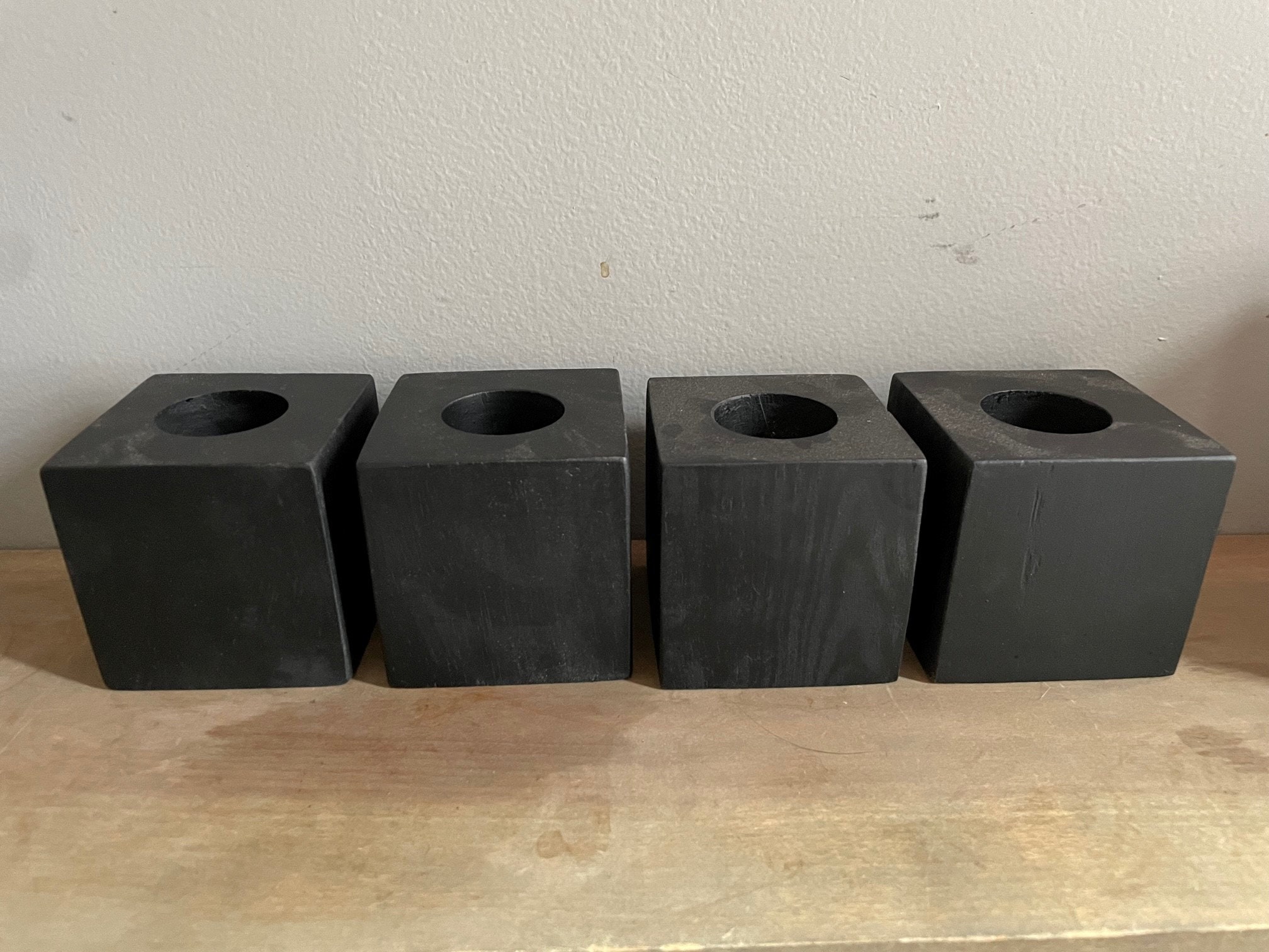 Set of 4 Black Furniture Risers Solid Hard Wood - Etsy