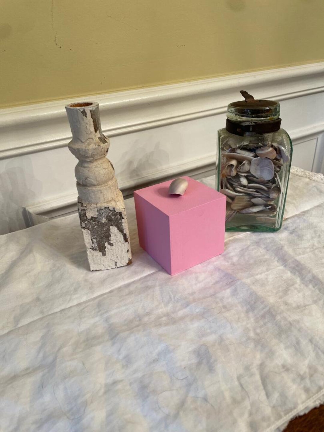 Large Pink Wood 6 Inch Square Block Riser, Pink Plant Riser, White Wood ...