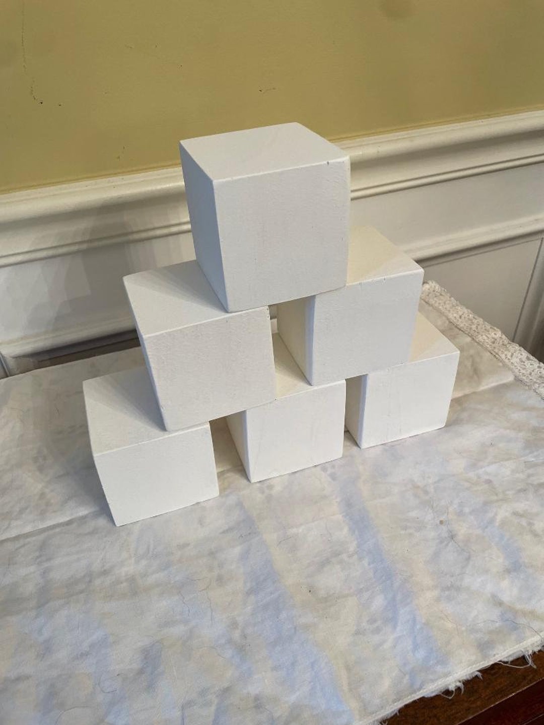 3 Inch Solid Wood Block Cubes Set of 6 3x3x3 White Color - Etsy
