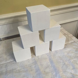3 Inch Solid Wood Block Cubes Set of 6 (3x3x3) White Color - Etsy