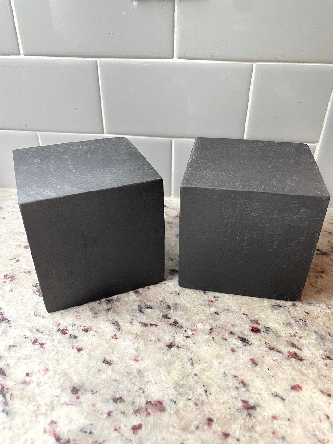 3.5 Inch Solid Wood Blocks Cubes Black Color Set of 2 - Etsy