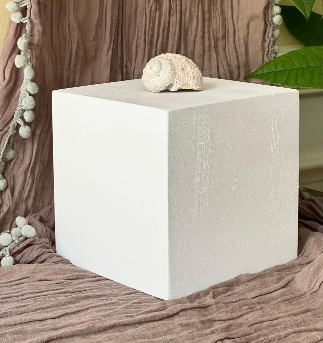 Large White Wood 6 Inch Square Block Riser, White Plant Riser, White ...